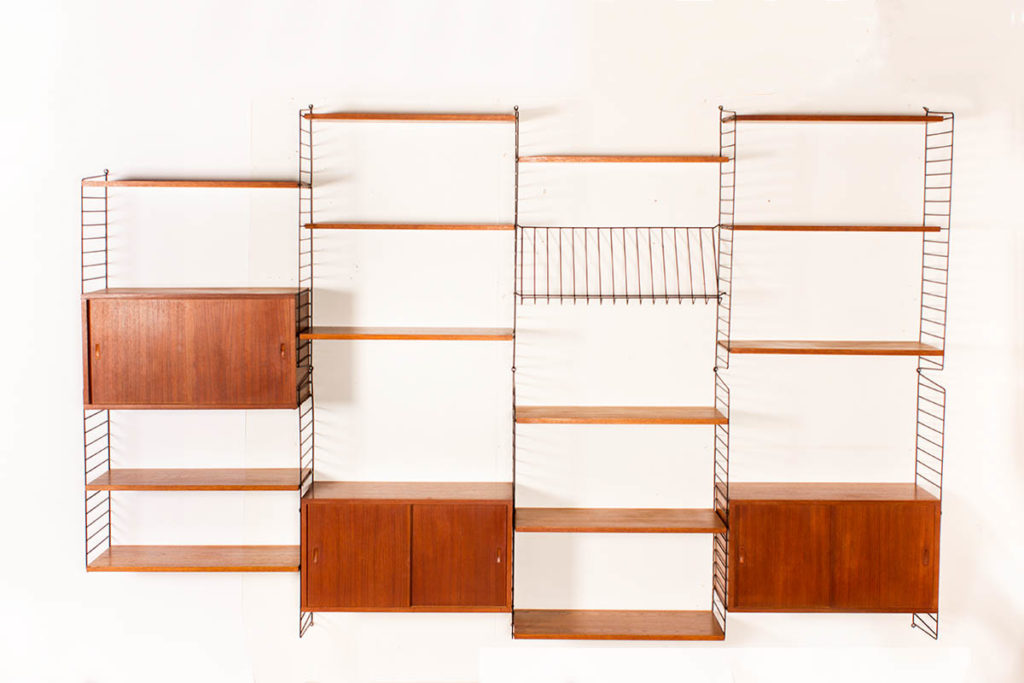 Very large vintage String wall system in teak (* sold) - Vintage ...